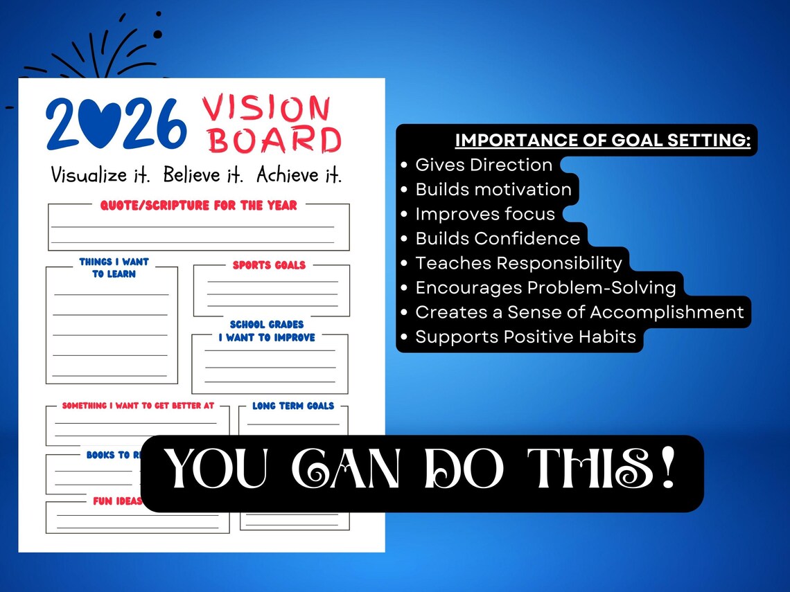 Teens Vision Board Printable, Tweens, Children's Vision Board, New ...