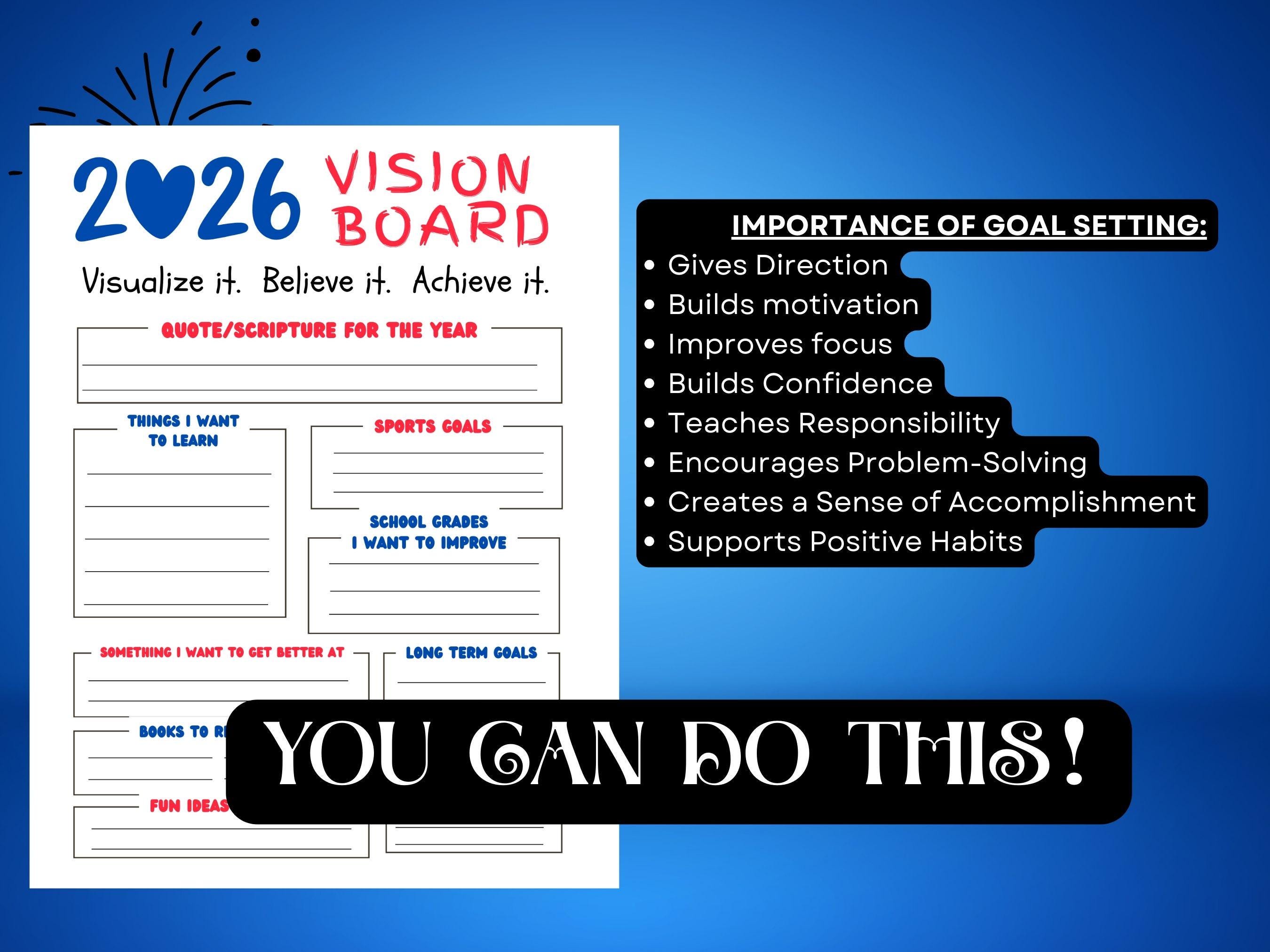 Teens Vision Board Printable, Tweens, Children's Vision Board, New ...