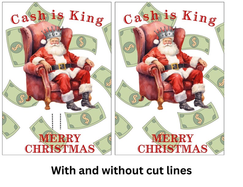 Santa 'cash is King' Christmas Money Holder Card (digital Download), 2 ...