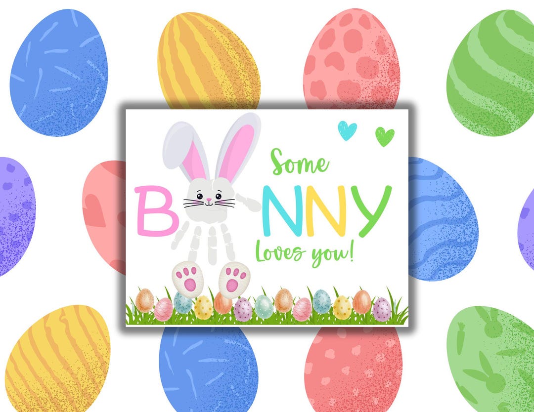 Easter Handprint Art, Happy Easter Handprint Craft, Bunny Handprint ...