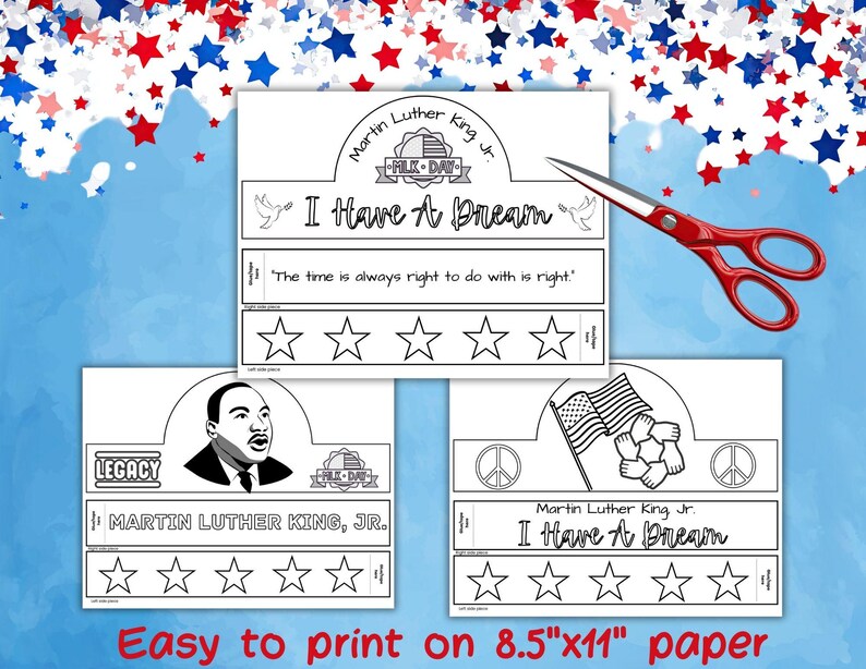 MLK Day, 3 Crown Printable Coloring, MLK Kids Activity, Martin Luther ...