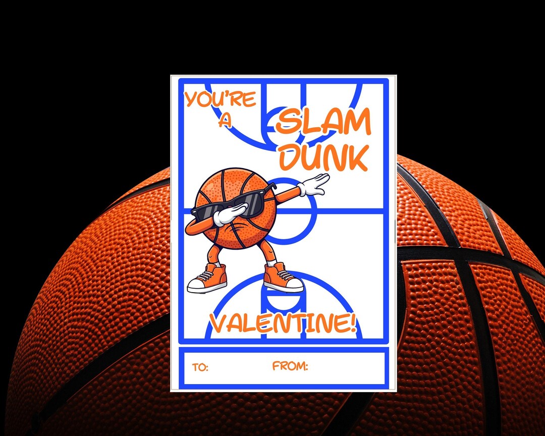 Basketball Valentines Day Card, Printable Valentine's Day Cards for ...