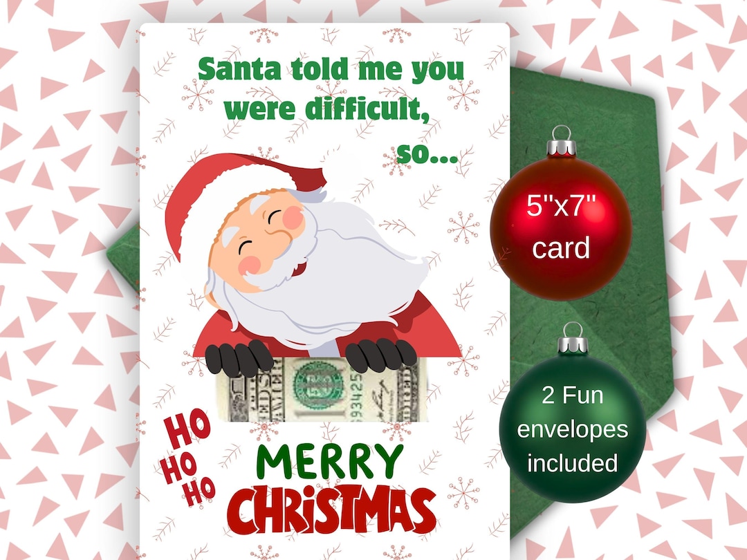 Funny Santa Christmas Money Holder Card, 2 Fun Digital Envelopes ...