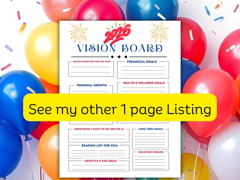 Vision Board, Vision Board Printable, New Years Goals, Manifestation ...