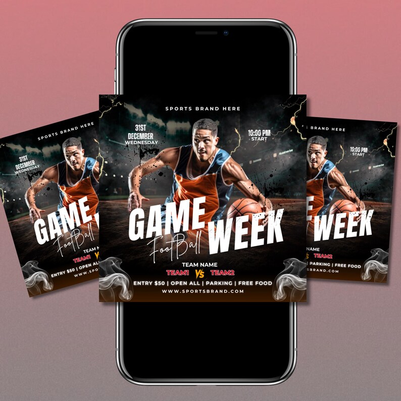 Editable Game Day Football Flyer Template, Basketball Game Day Flyer ...