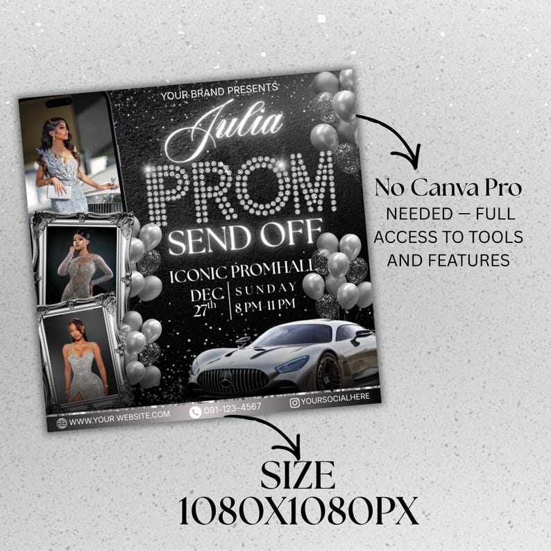 Prom Send off Flyer, DIY Prom Flyer, Prom Canva Template, Prom Send Off ...