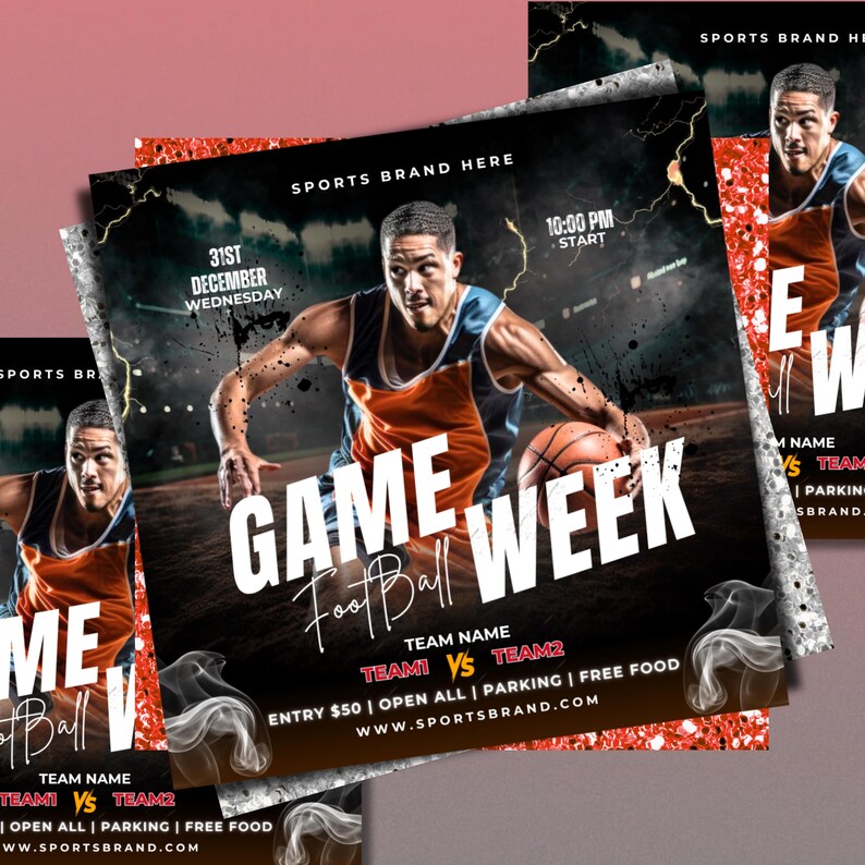 Editable Game Day Football Flyer Template, Basketball Game Day Flyer ...