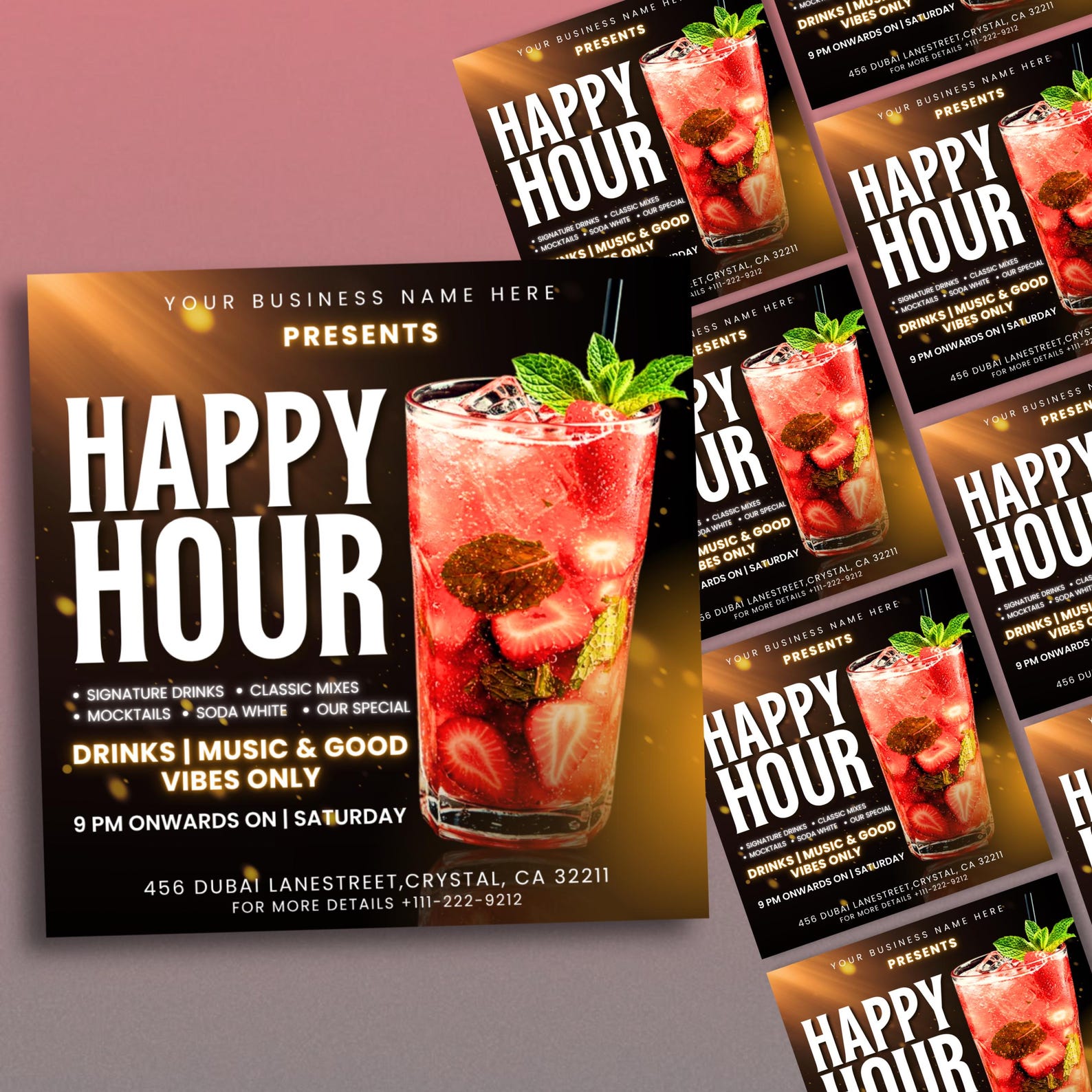 Happy Hour Flyer Template, Social Media Flyer, Template Bar Promotions ...