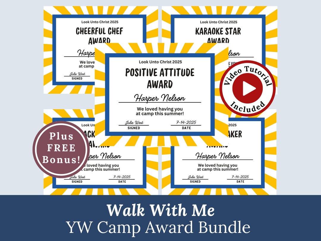 Girls Camp Award Certificates: Walk With Me 2026 Theme LDS Camp Awards ...