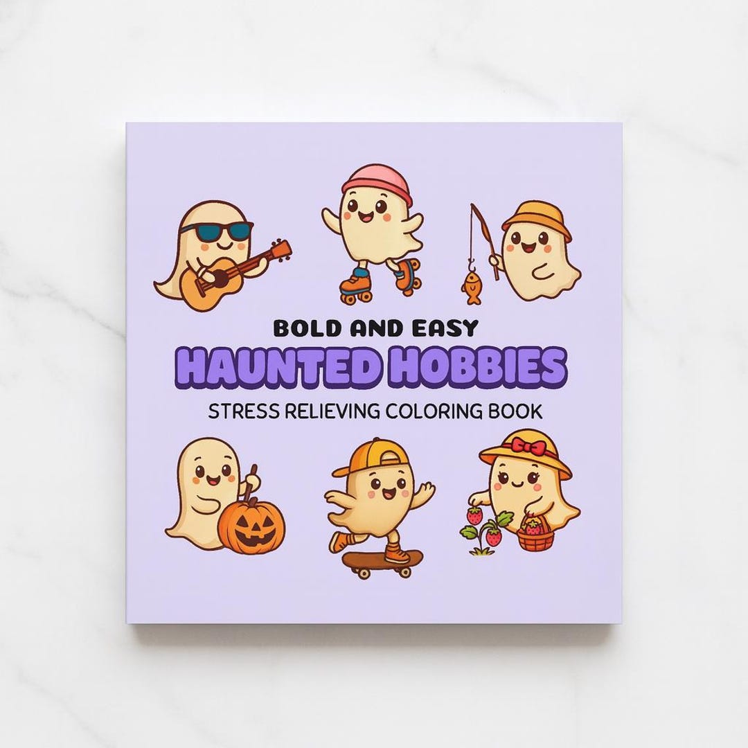 Cute Ghost Coloring Book | Haunted Hobbies Stress Relief Art - Etsy