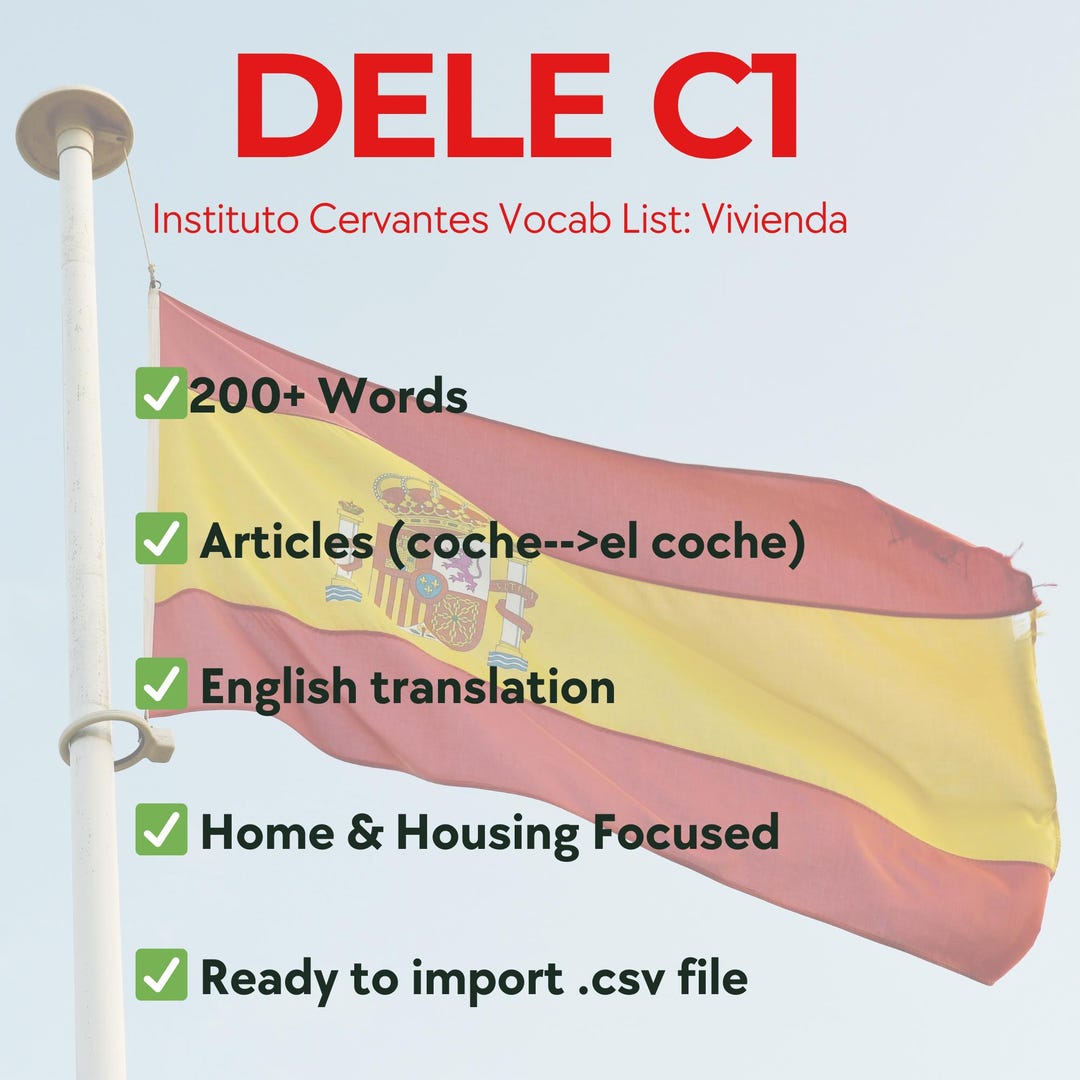 DELE C1 Spanish Housing Vocabulary Flashcards: Anki & Quizlet (CSV ...