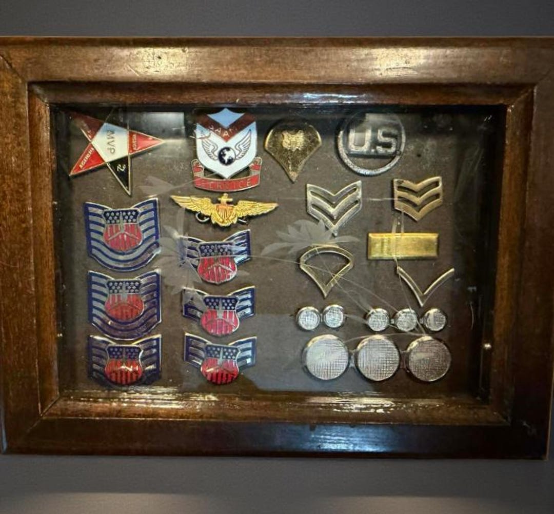 Vintage U.S. Air Force Military Shadow Box, Enlisted Rank Chevrons ...