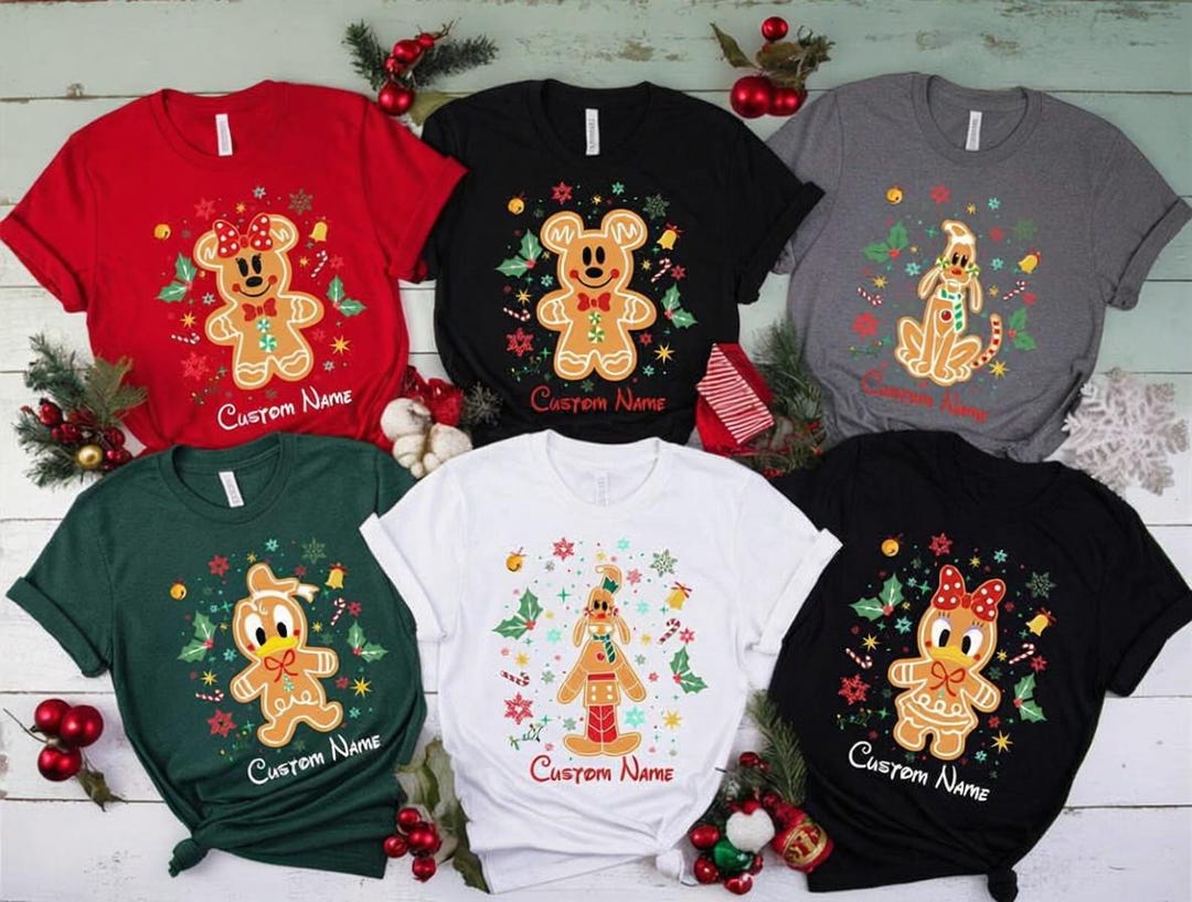 Disney Christmas Gingerbread Shirts, Custom Name Mickey Minnie Matching ...