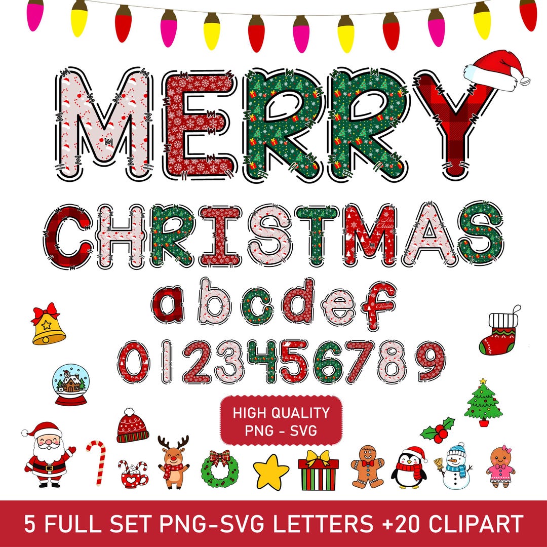 Christmas Alphabet PNG Christmas Letters Numbers Clipart Santa Alphabet ...