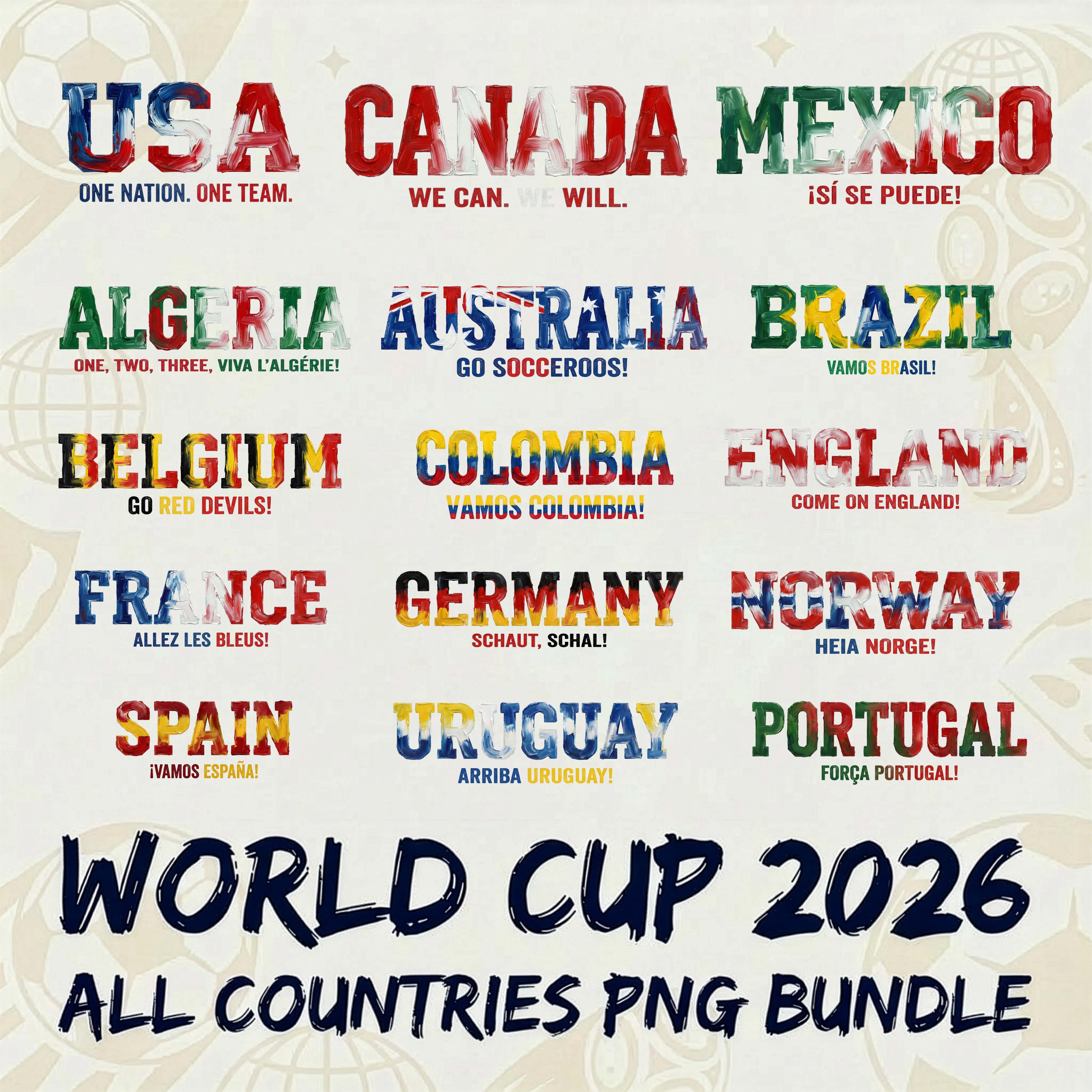 World Cup 2026 Countries PNG Bundle, National Soccer Teams PNG, World ...