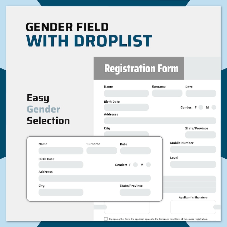 Ultimate Black Fillable Registration Form With Droplist | Student ...
