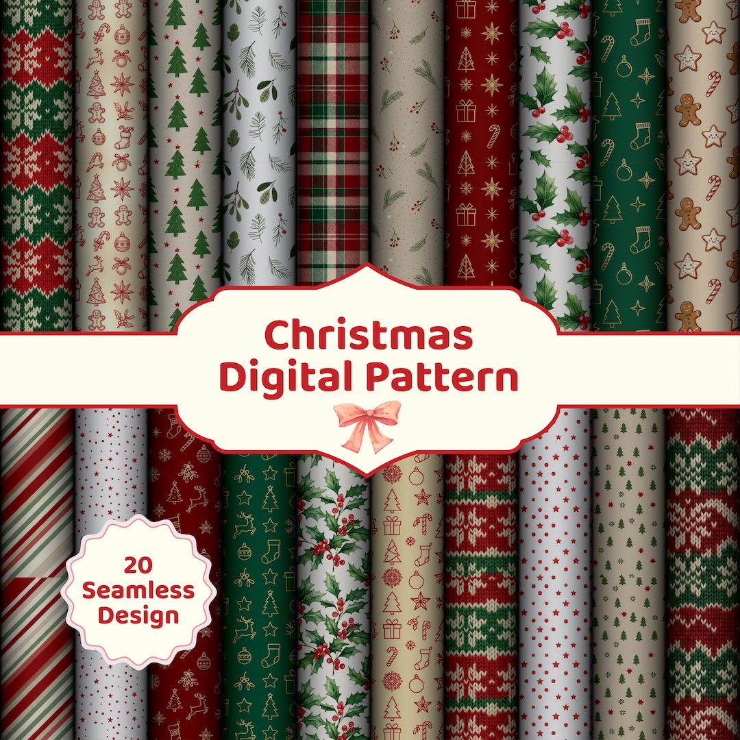 Christmas Digital Paper, Seamless Patterns, Christmas Digital Pattern ...