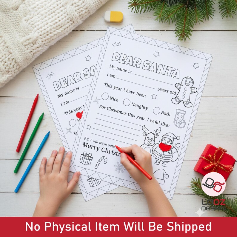 Letter to Santa Coloring Page, Christmas Wish List, Christmas Coloring ...