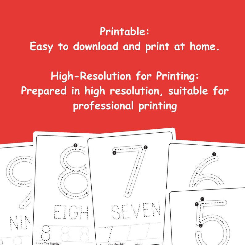 Number Tracing Worksheets, Printable Counting Activity, Preschool ...