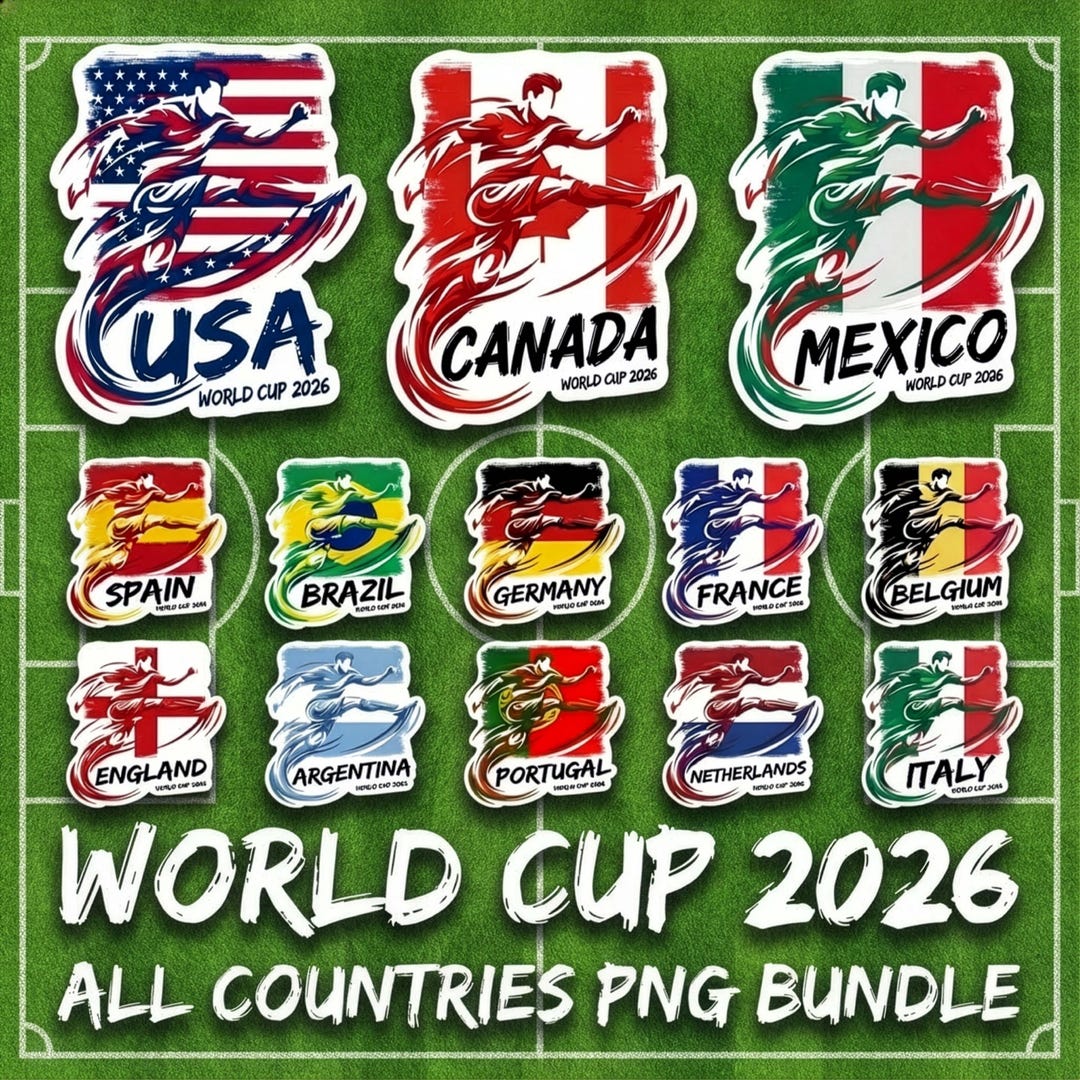World Cup 2026 Countries PNG Bundle, Soccer Teams Clipart Set, Football ...