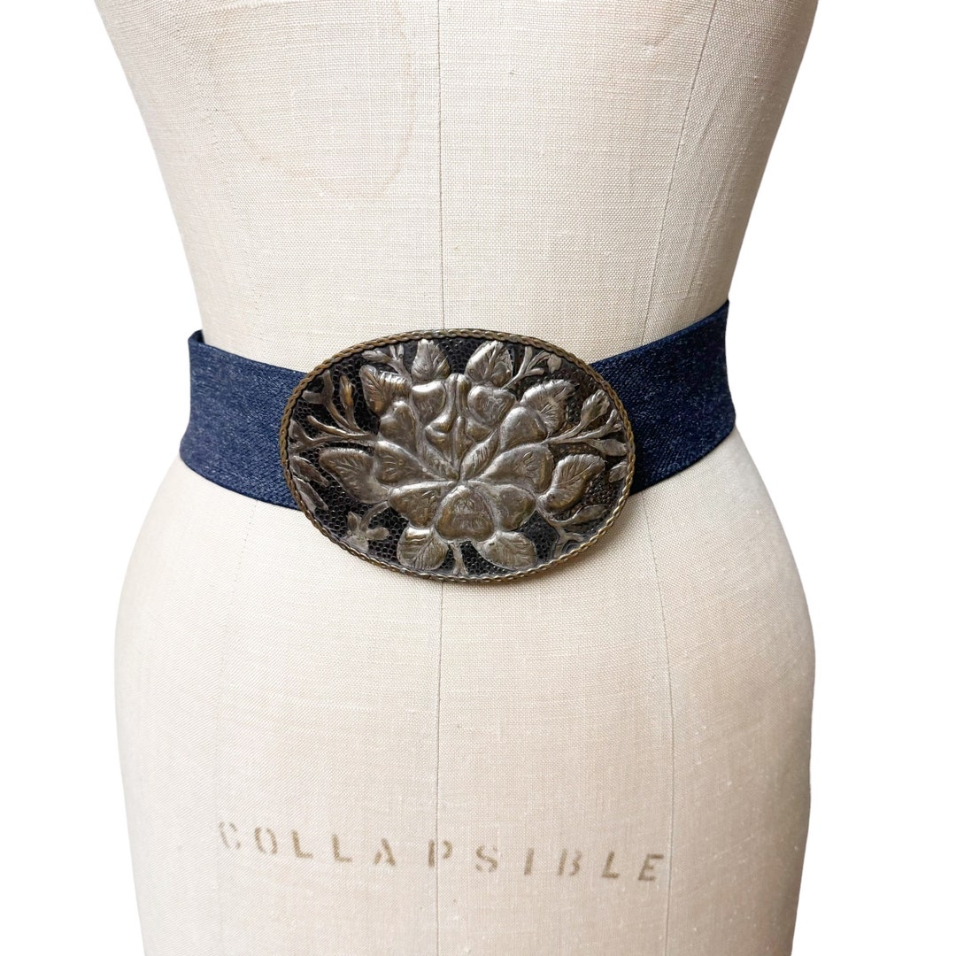 Katrin Marr for Waist Wear Western Belt Denim Floral S/M - Etsy