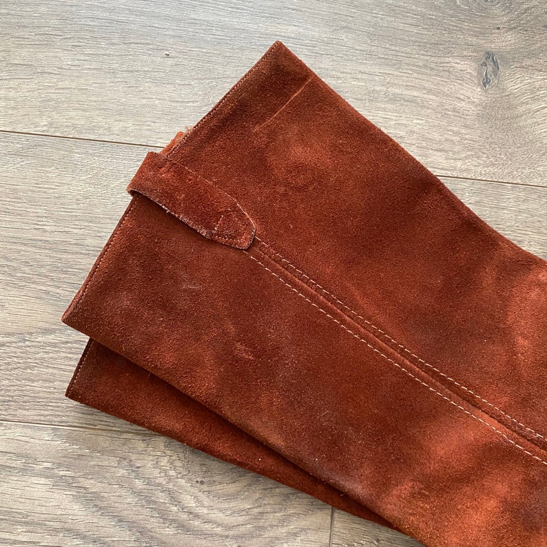 1980s Suede Western Boots Rust Color Rounded Toe Heels Stitch | Etsy