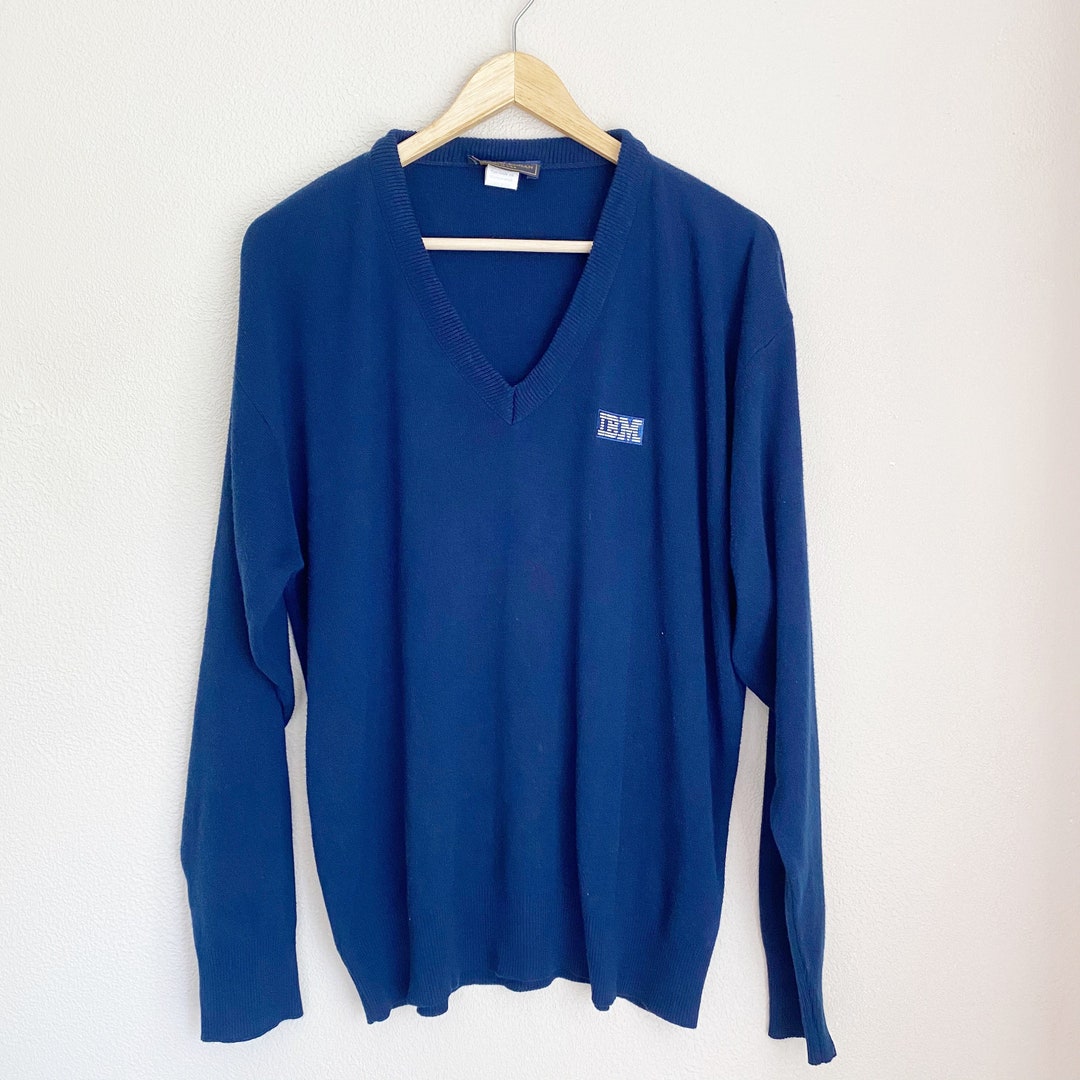 1980s IBM V Neck Sweater Acrylic Andrew Rohan Computer Nerd Mens Womens ...
