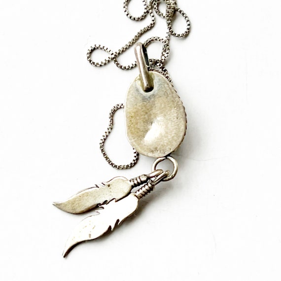 1980s Native American Feather Necklace Sterling Silve… - Gem