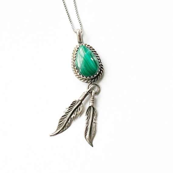 1980s Native American Feather Necklace Sterling Silve… - Gem
