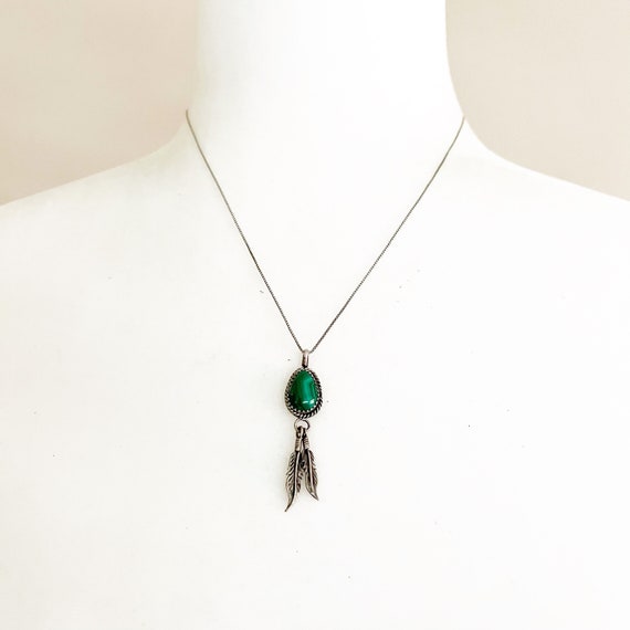 1980s Native American Feather Necklace Sterling Silve… - Gem