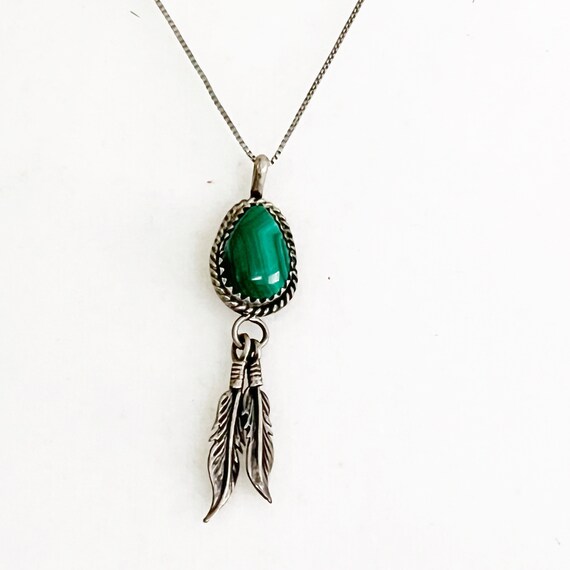 1980s Native American Feather Necklace Sterling Silve… - Gem