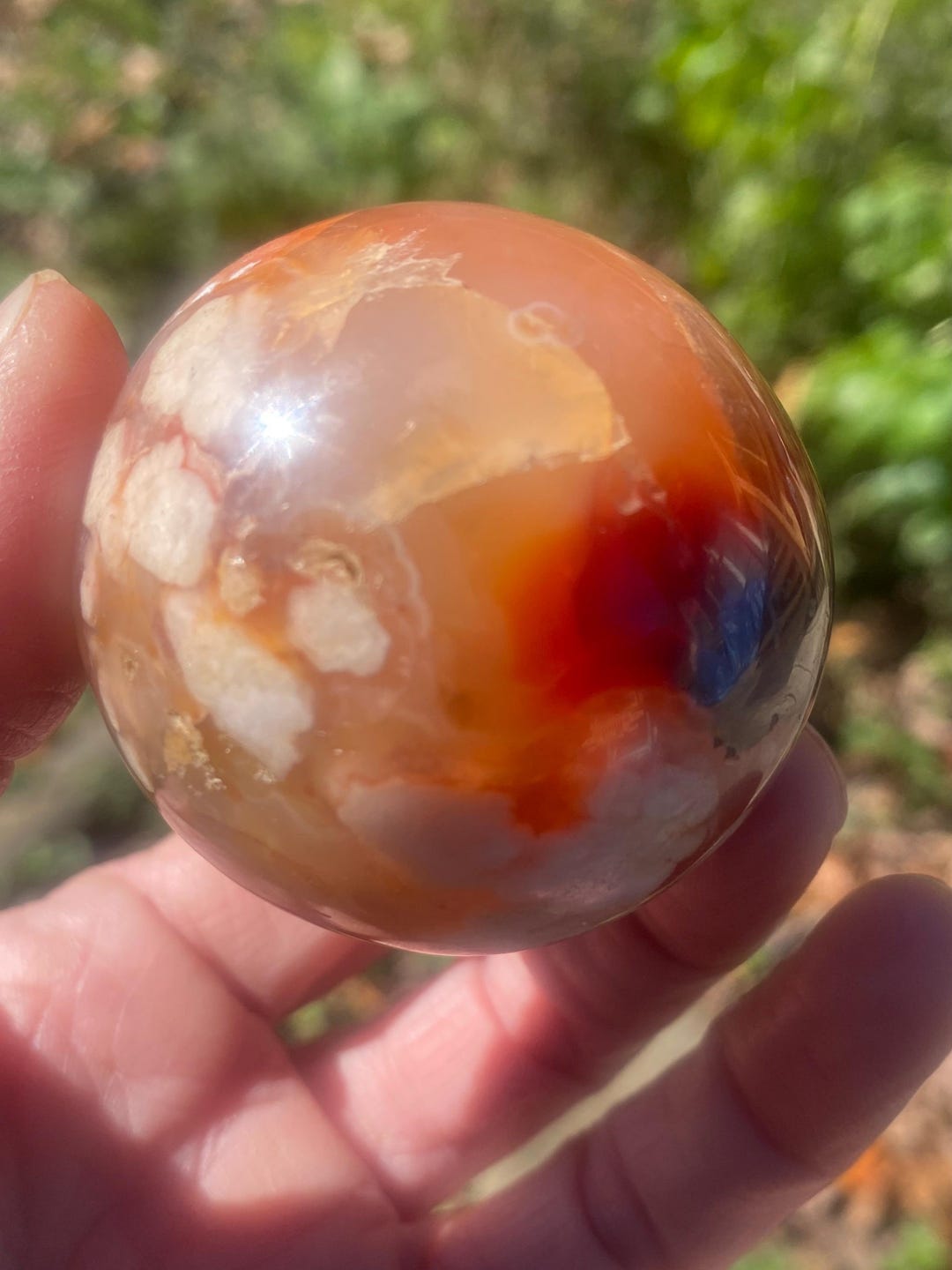 Carnelian Flower Agate Sphere - Rare Crystal Hybrid - Etsy