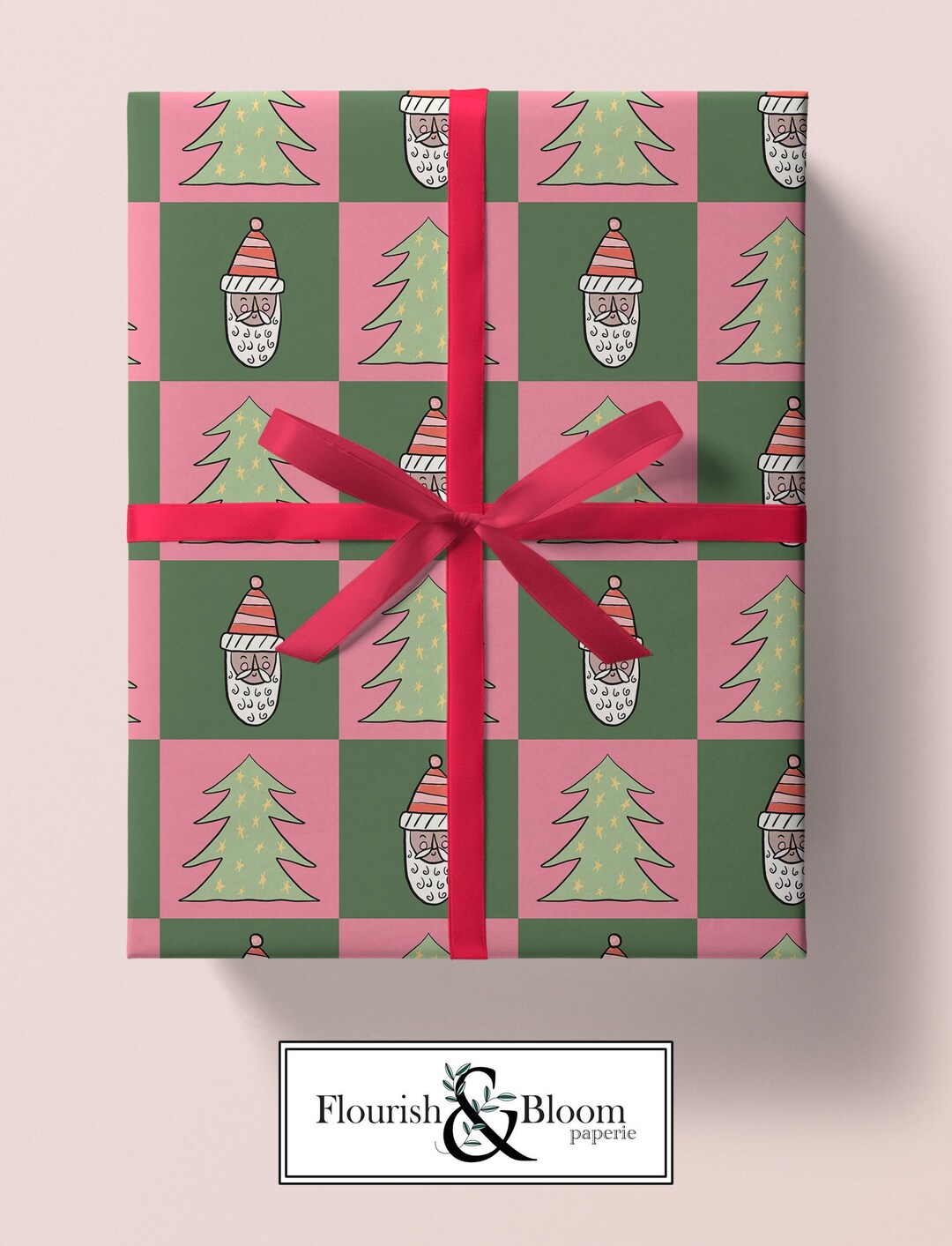 Whimsical Santa Christmas Wrapping Paper, Cute Hand Drawn Holiday Gift ...