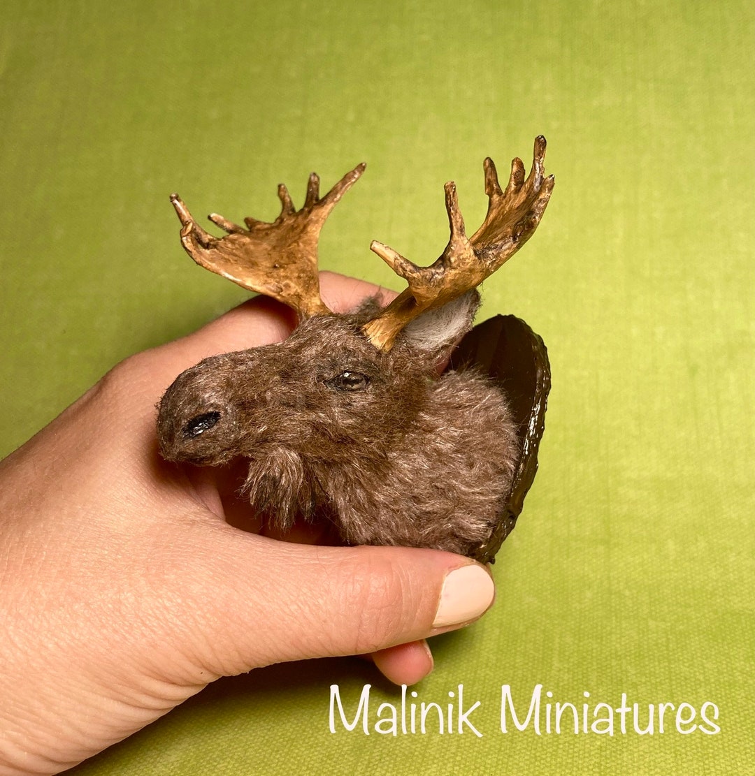 Made to Order Dollhouse Miniature OOAK Moose Head Wall Mount Animal ...