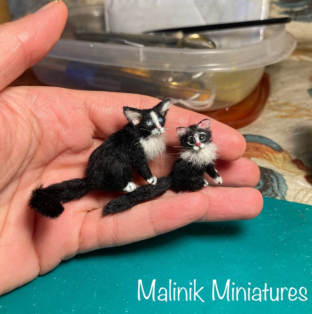 Made to Order 2 Tuxedo Cats OOAK Animal Custom Miniature by Malinik ...