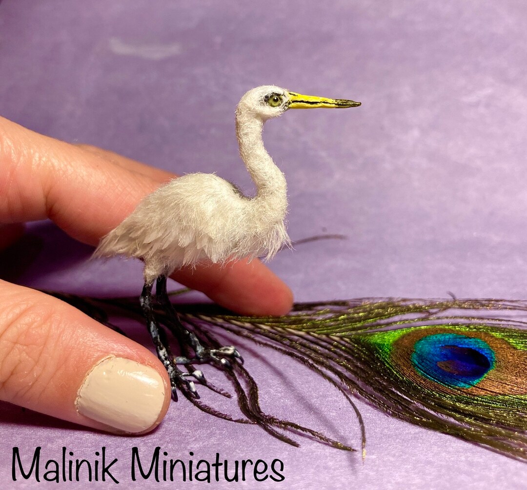 Made to Order Dollhouse Miniature OOAK Great Egret Bird - Malinik ...