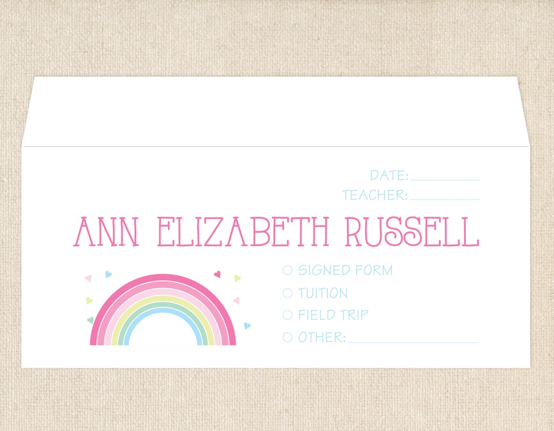 25 Personalized School Envelopes - Etsy