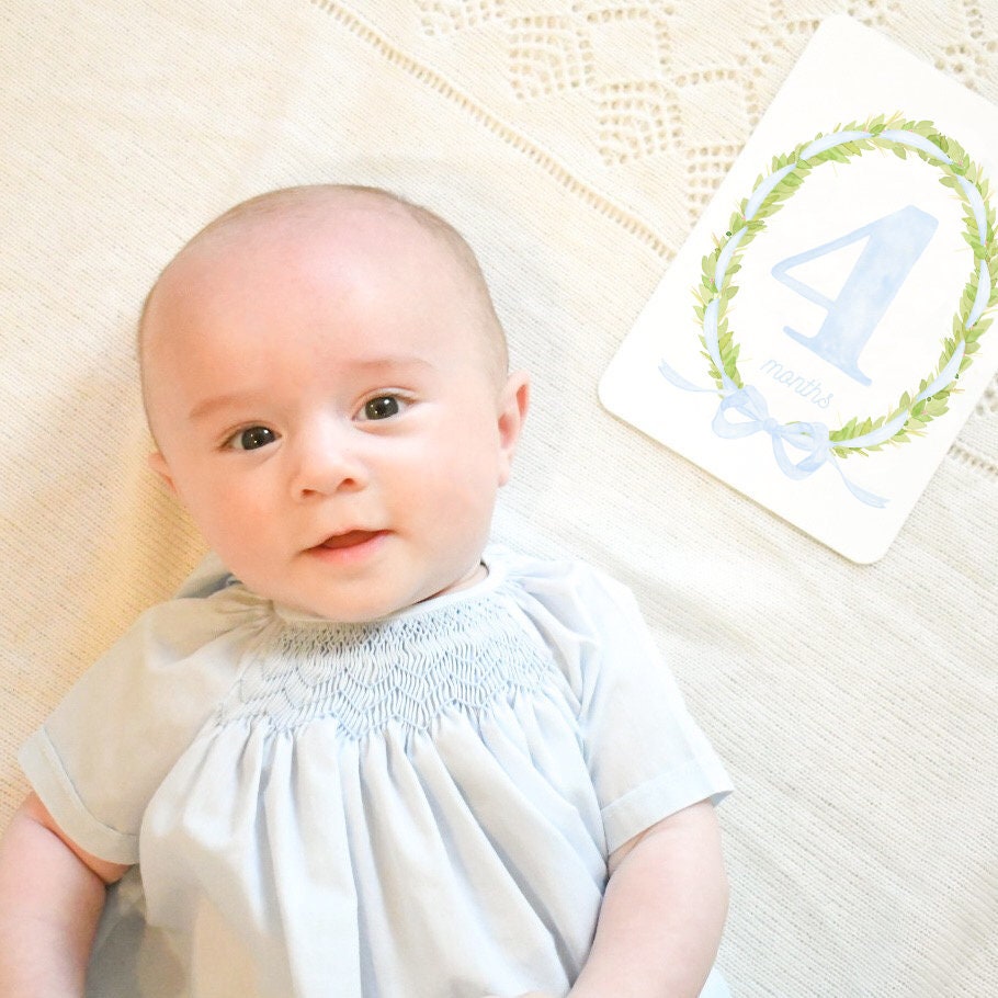 Watercolor Blue Baby Milestone Cards // Month Cards // Baby Shower ...