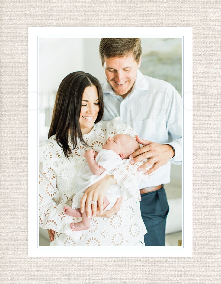 Watercolor Blue Floral Crest Birth Announcement // Printed // Floral ...