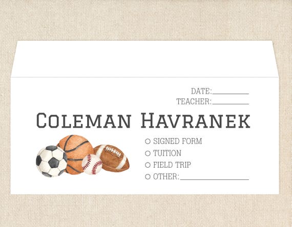 25 Personalized School Envelopes - Etsy