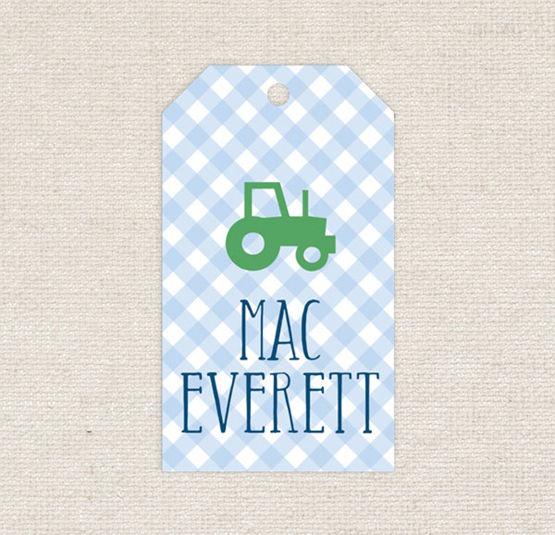 24 Tractor Enclosure Gift Cards // Boy // Gingham // Calling Cards ...