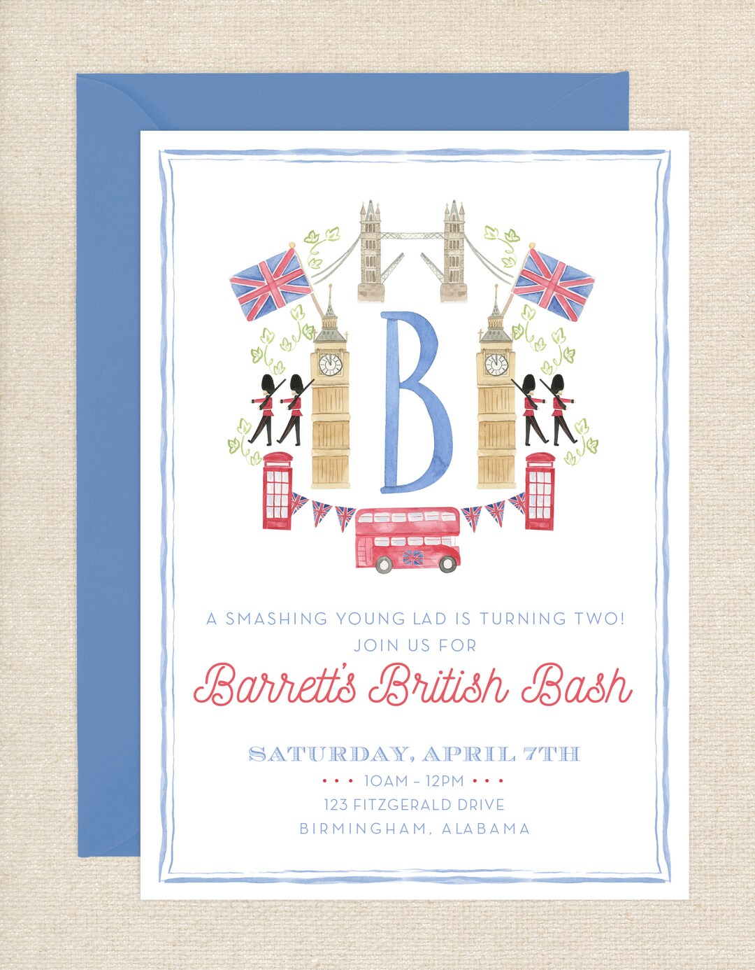Watercolor London England Invitations // Printable // Printed ...