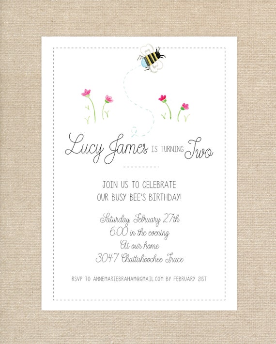 Watercolor Busy as a Bee Invitations // Printable // Printed | Etsy