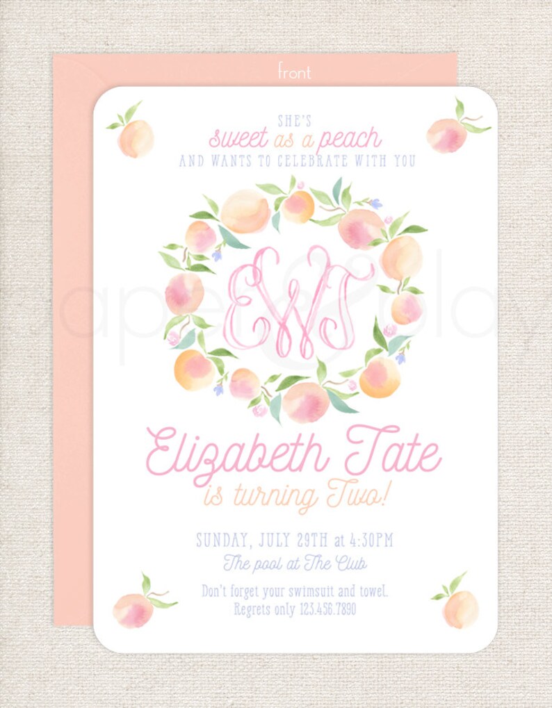 Watercolor Peach Crest Invitations // Printable // Printed // Digital ...