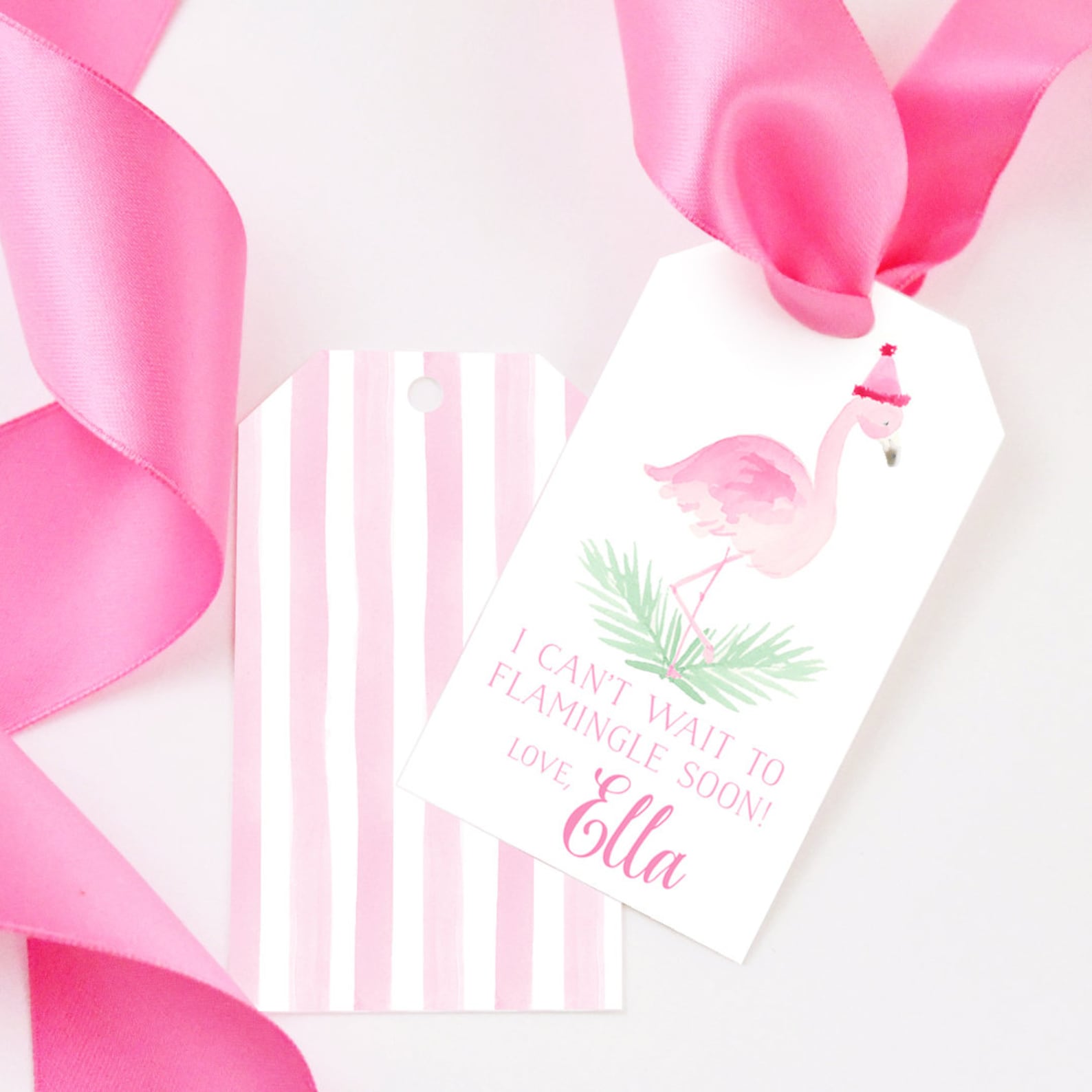 Printed Watercolor Flamingo Favor Tags // Tropical // Party // - Etsy