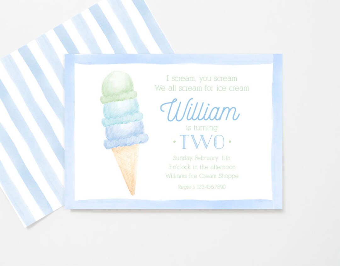 Watercolor Ice Cream Invitations // Printable // Printed // Digital ...