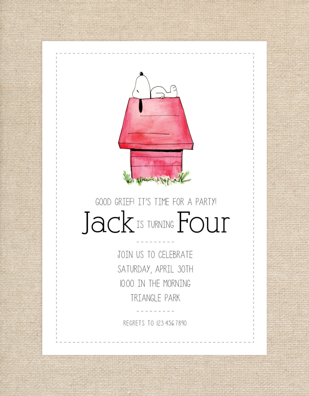 Printable Snoopy Watercolor Birthday Invitation // Printable // Printed ...