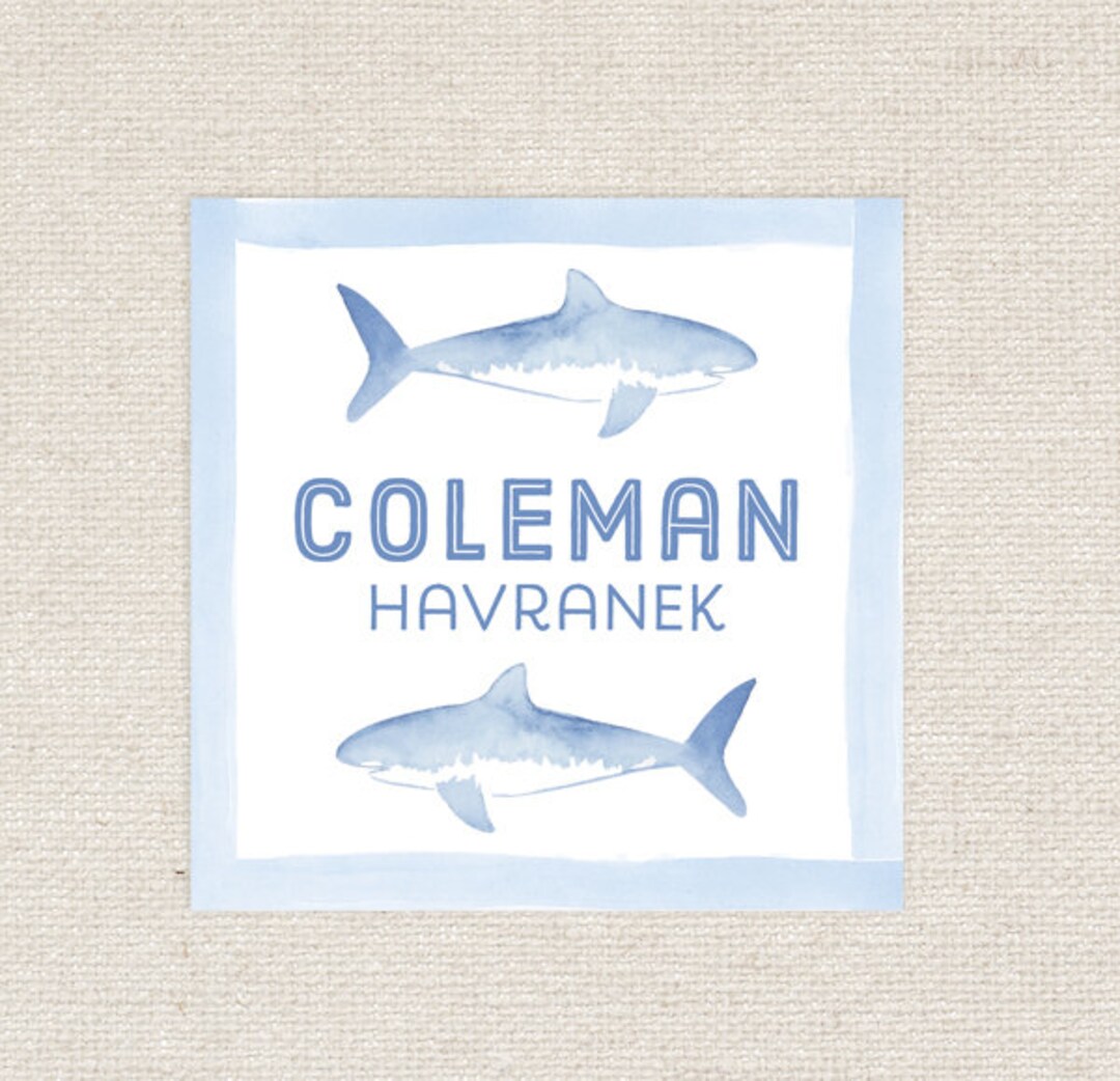 25 Watercolor Shark Enclosure Cards // Gift // Calling Card // Boy ...