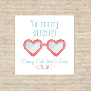 Printable "you Are My Sunshine" Valentine Tags, Sunglasses Valentines ...