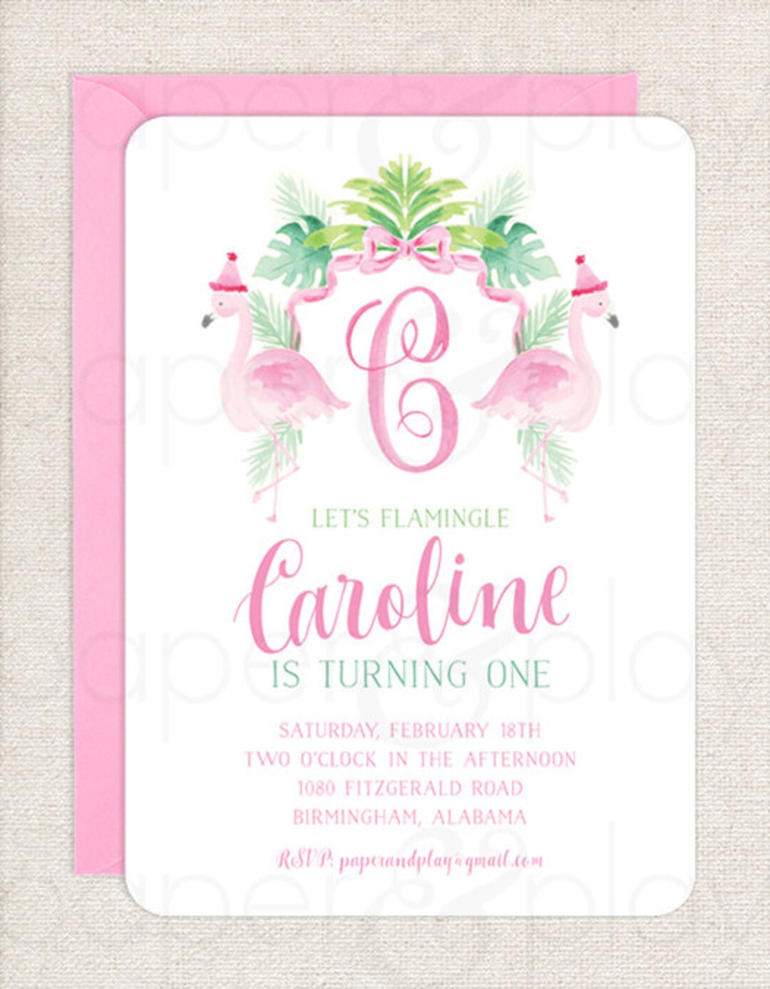 Watercolor Flamingo Invitations // Printable // Printed // - Etsy